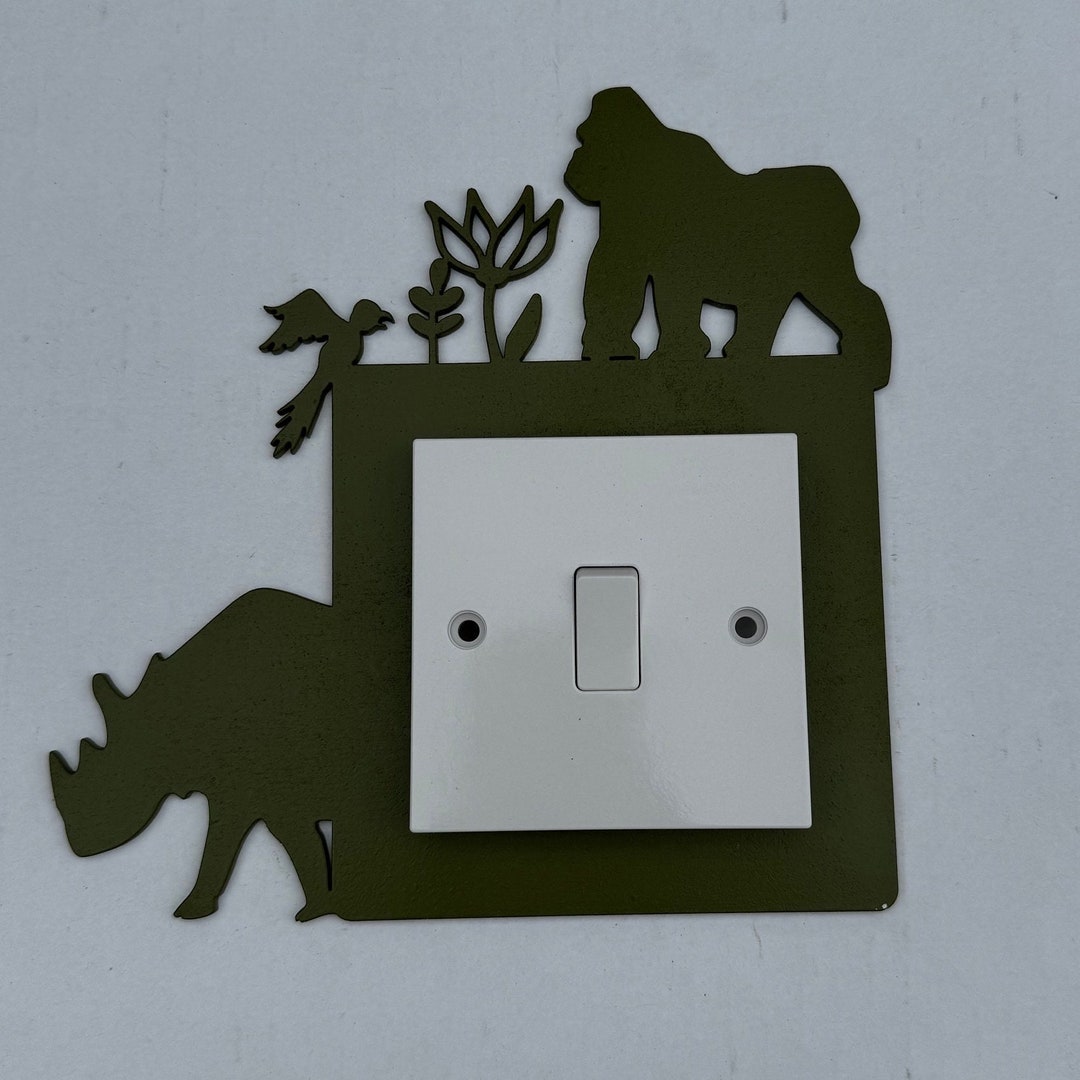 Safari Animal Light Switch Surround – Wooden Jungle Nursery Decor ...