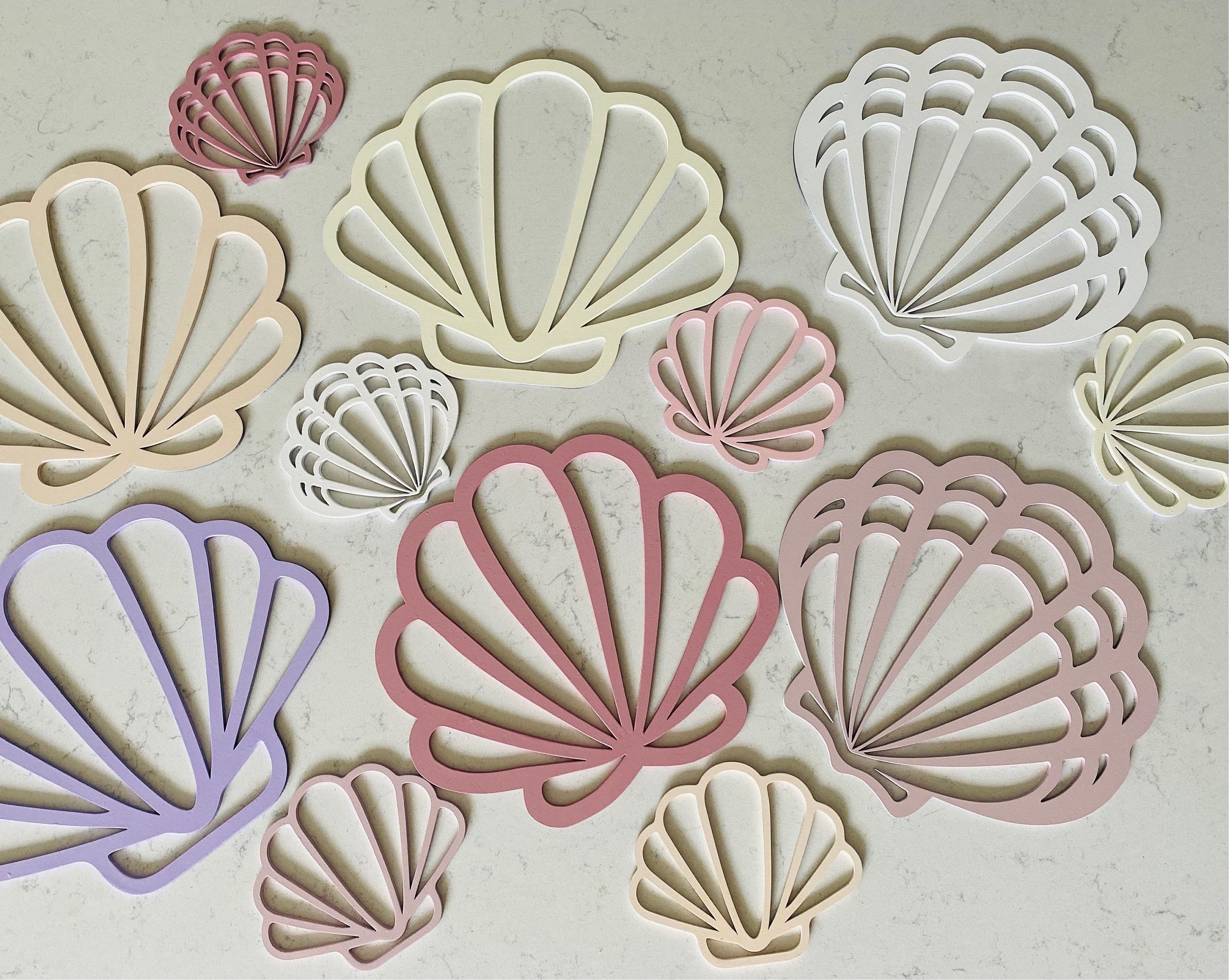 Laser Cut Wooden Seashell Wall Decor: Mermaid Nursery Shells, Set of 6 ...