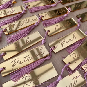 Gold Tasselled Wedding Place Names Wedding Place Name Setting Name ...