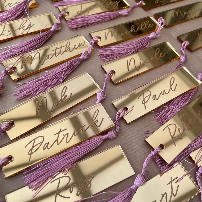Gold Tasselled Wedding Place Names Wedding Place Name - Etsy UK