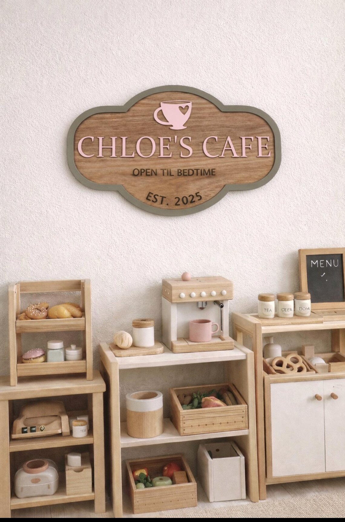 Custom Wooden Play Cafe Sign | Kids’ Pretend Play Shop Sign ...