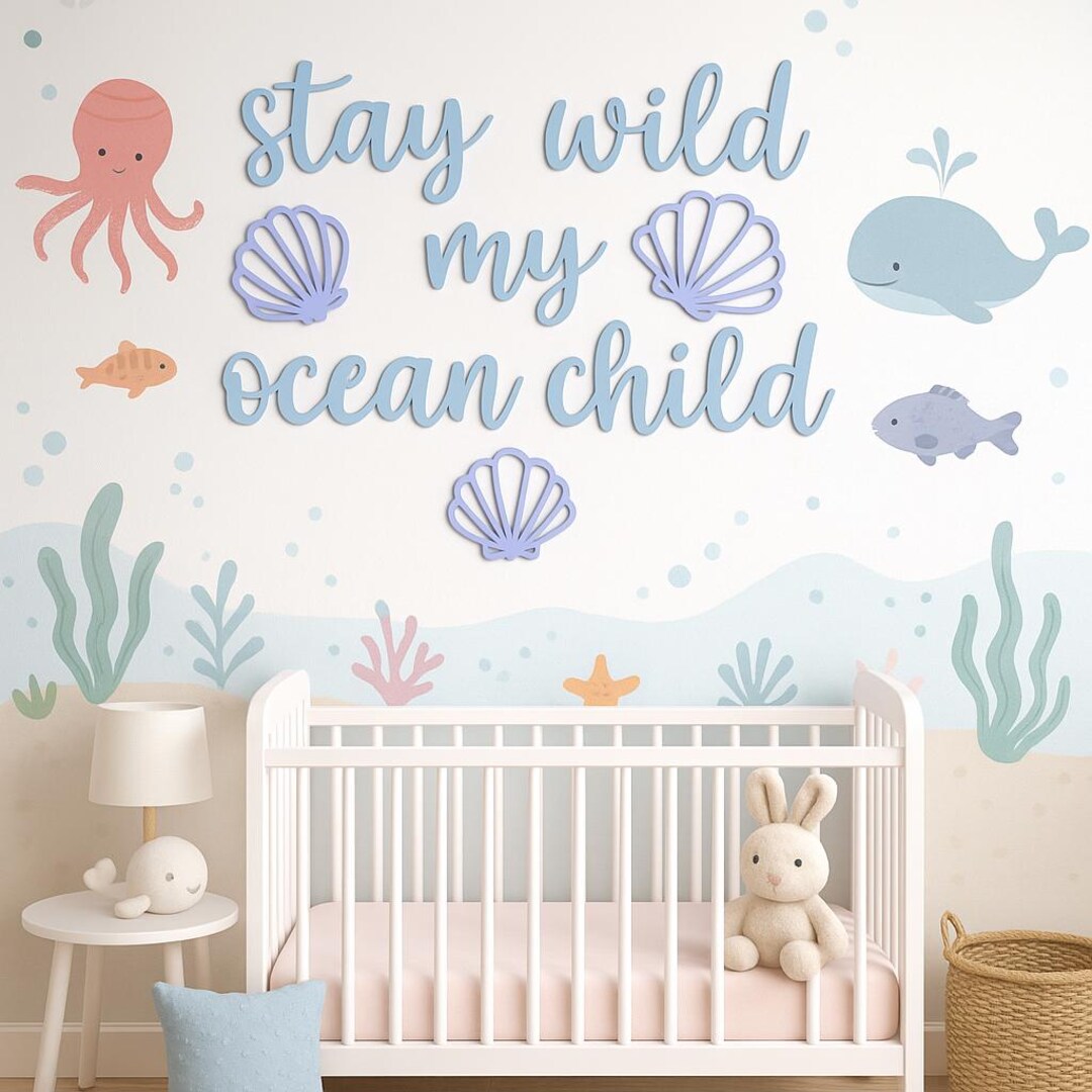 Ocean Nursery Wall Sign: Birch Wood, Seashell Decor - Etsy
