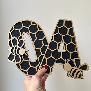Bumble Bee on Honeycomb Letters Wall Decor| Bee | Honey Bee Nursery ...