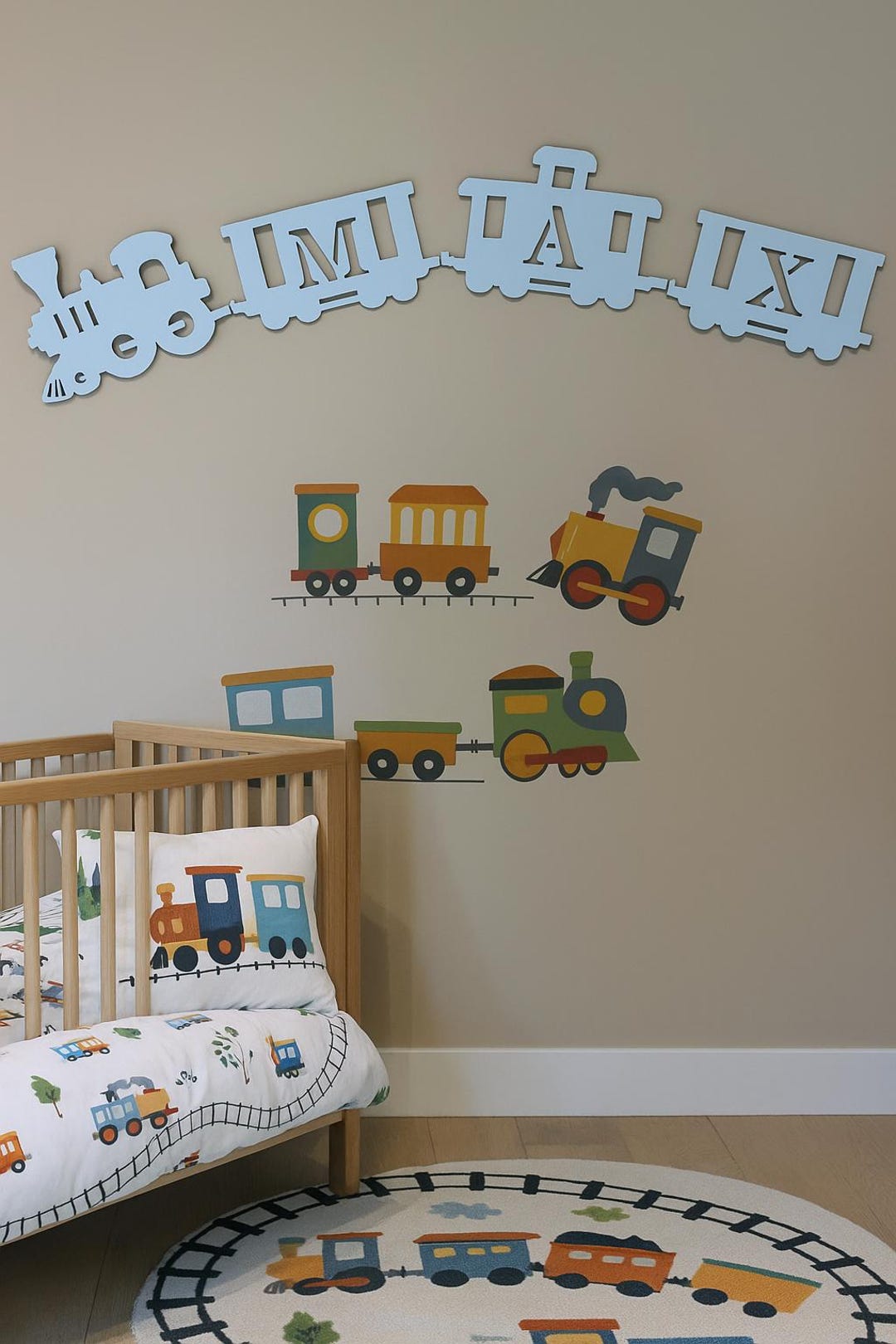 Personalised Train Letters Nursery Name Sign – Custom Laser-cut Wall ...