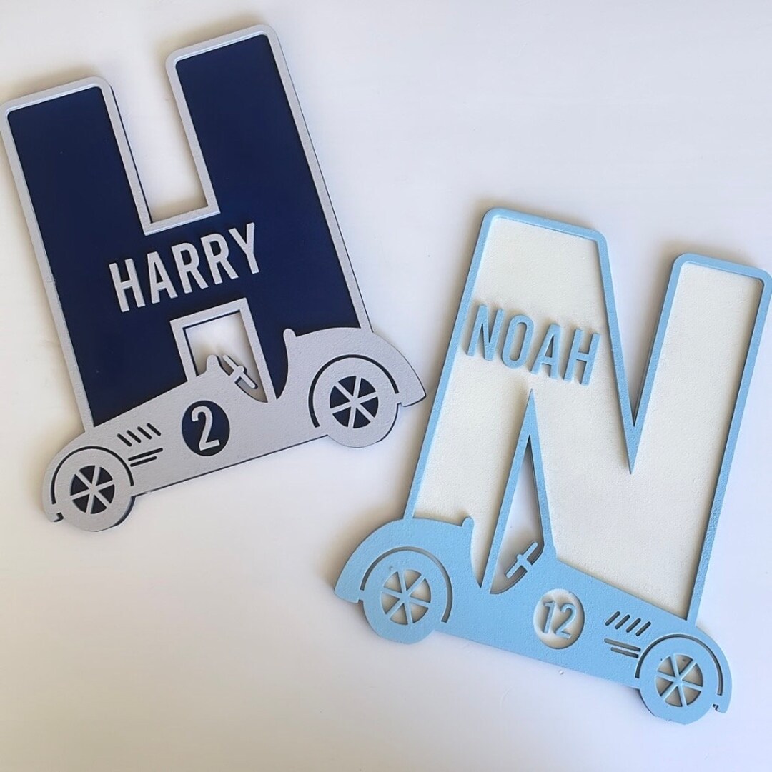 Personalized Wooden Vintage Race Car Sign: Custom Name & Number - Etsy
