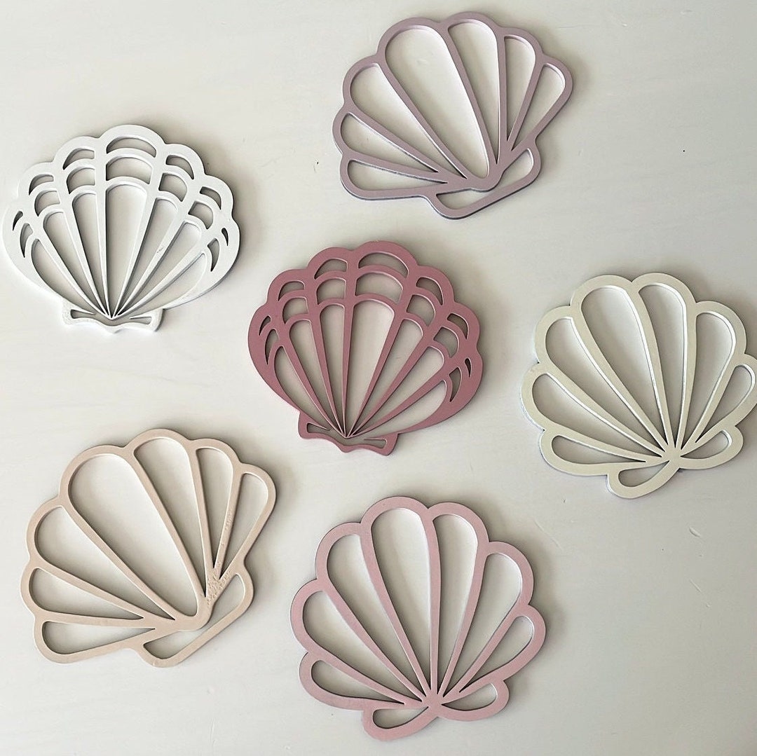 Laser Cut Wooden Seashell Wall Decor: Mermaid Nursery Shells, Set of 6 ...