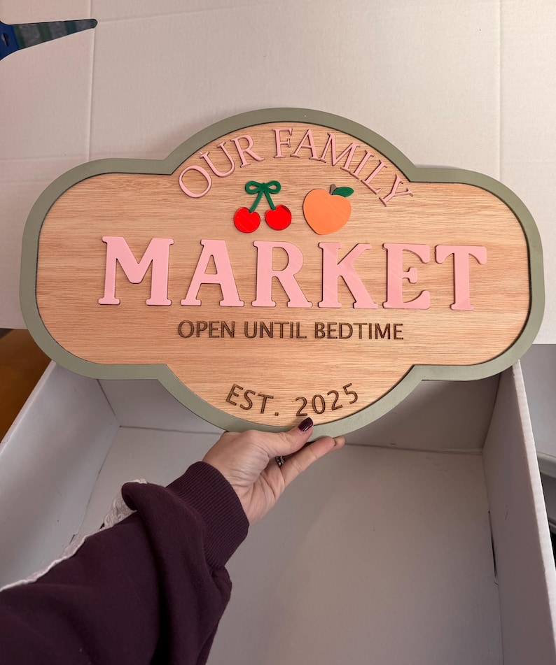 Custom Wooden Play Market Sign | Kids’ Pretend Play Shop Sign ...