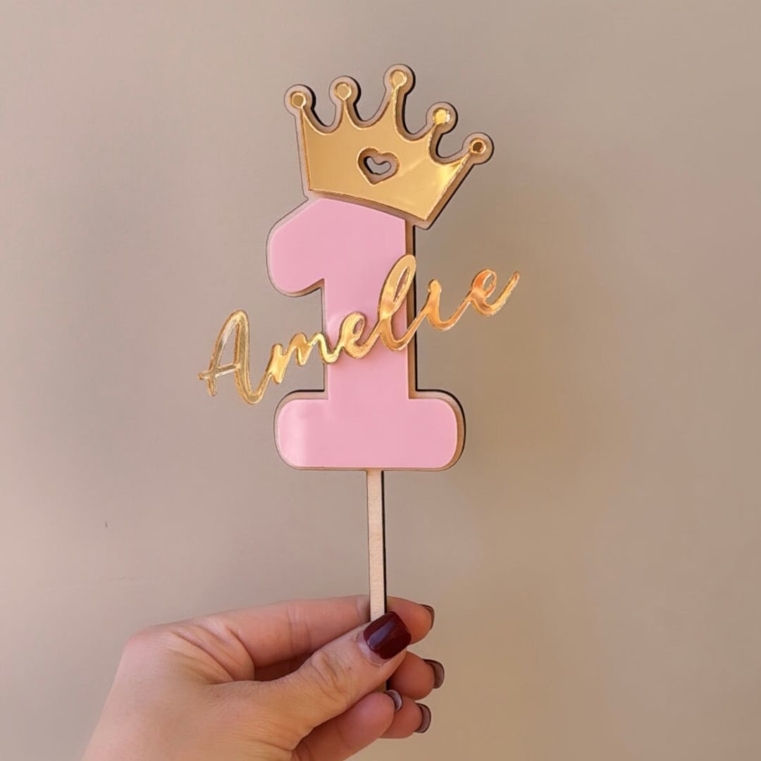 Personalized Princess Crown Cake Topper - First Birthday - Etsy