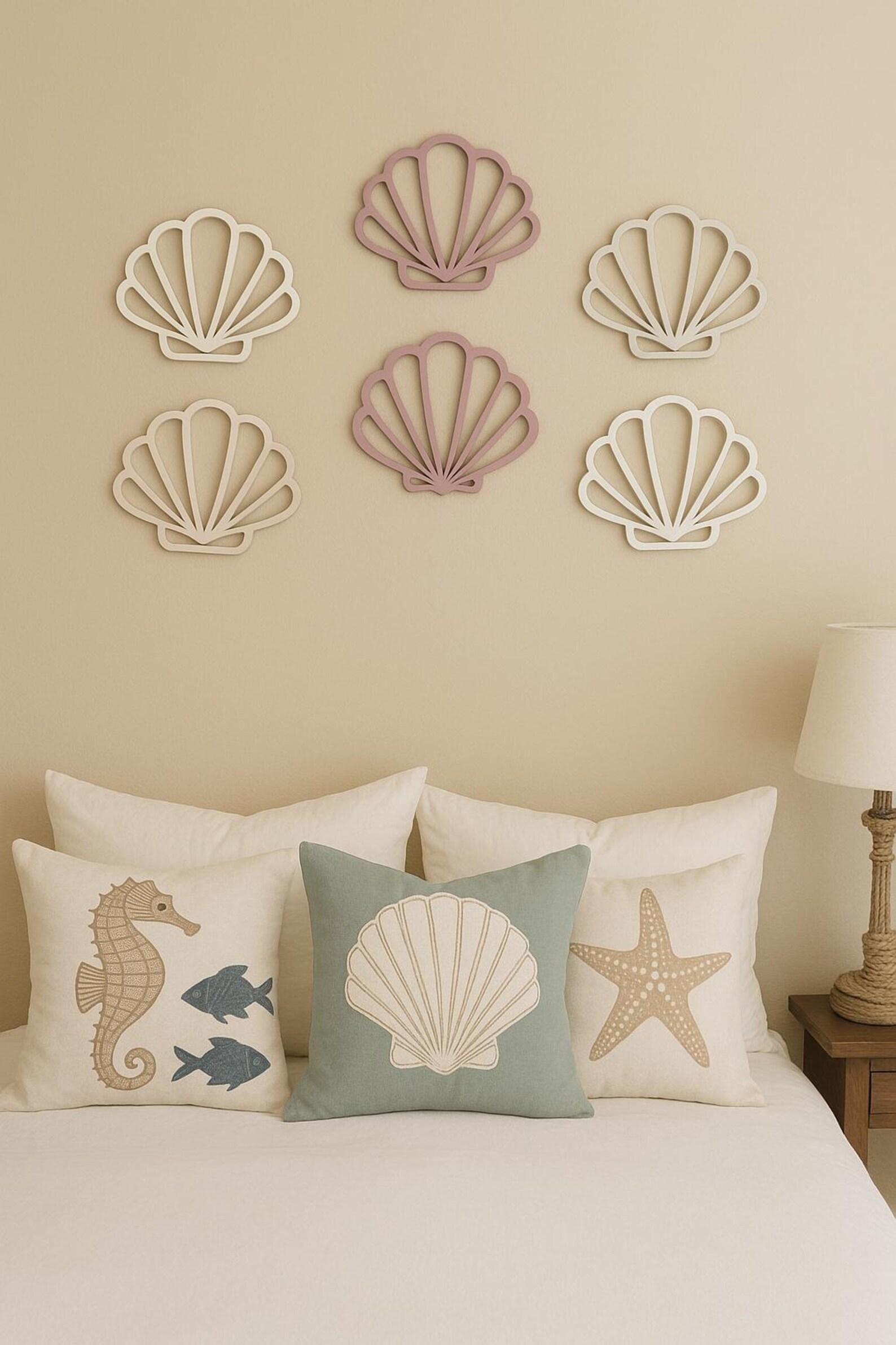 Laser Cut Wooden Seashell Wall Decor: Mermaid Nursery Shells, Set of 6 ...