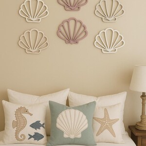 Laser Cut Wooden Seashell Wall Decor: Mermaid Nursery Shells, Set of 6 ...