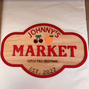 Custom Wooden Play Market Sign | Kids’ Pretend Play Shop Sign ...