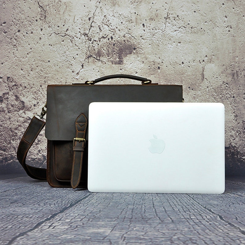 Retro Genuine Leather Men Laptop PC Bag Leather Briefcase Men | Etsy