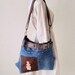 Light Blue Denim Upcycled Tote Bag. Ancient Japanese Jomon Face Handle ...