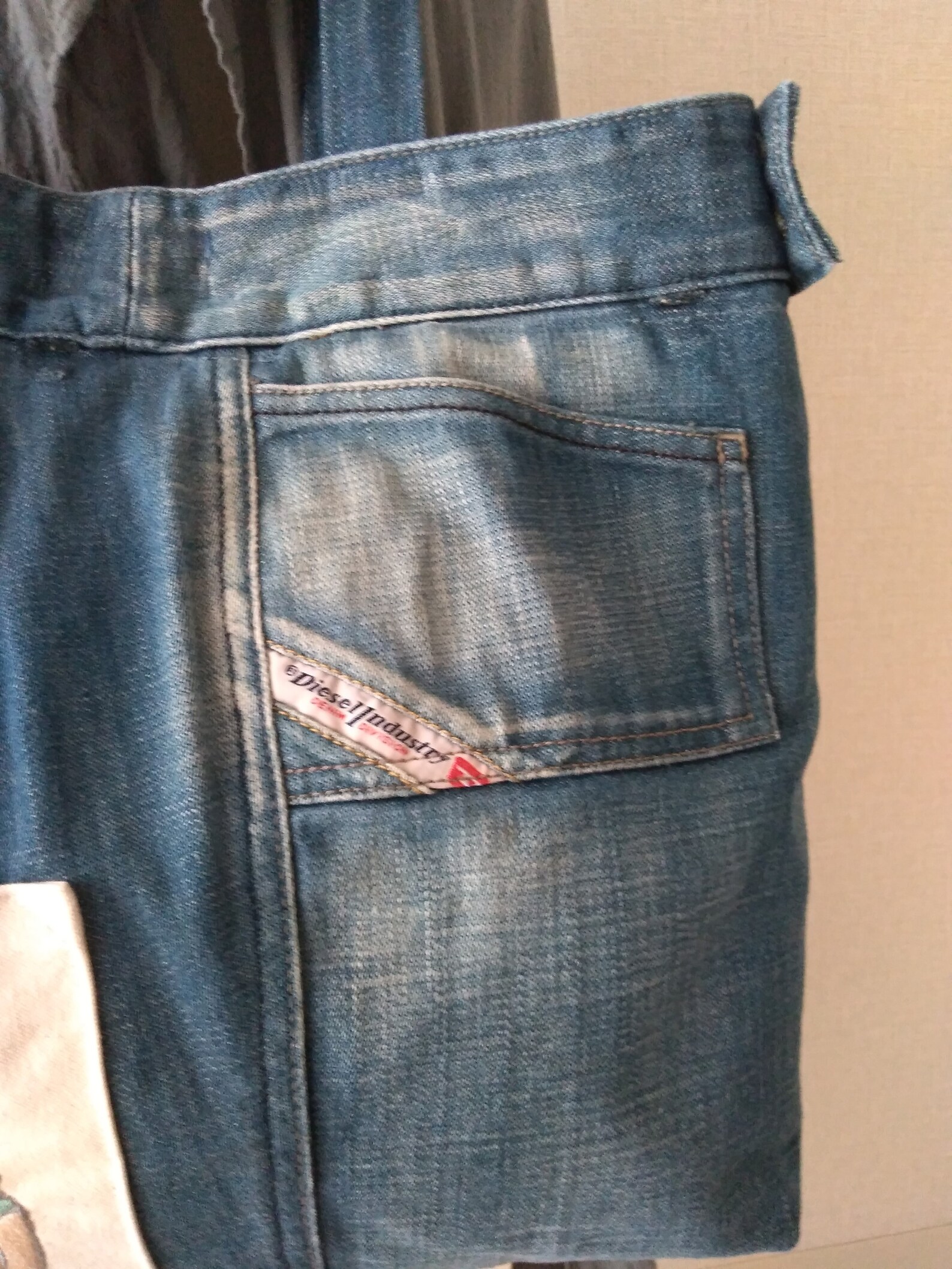 Light Blue Denim Upcycled Tote Bag. Ancient Japanese Jomon Face Handle ...