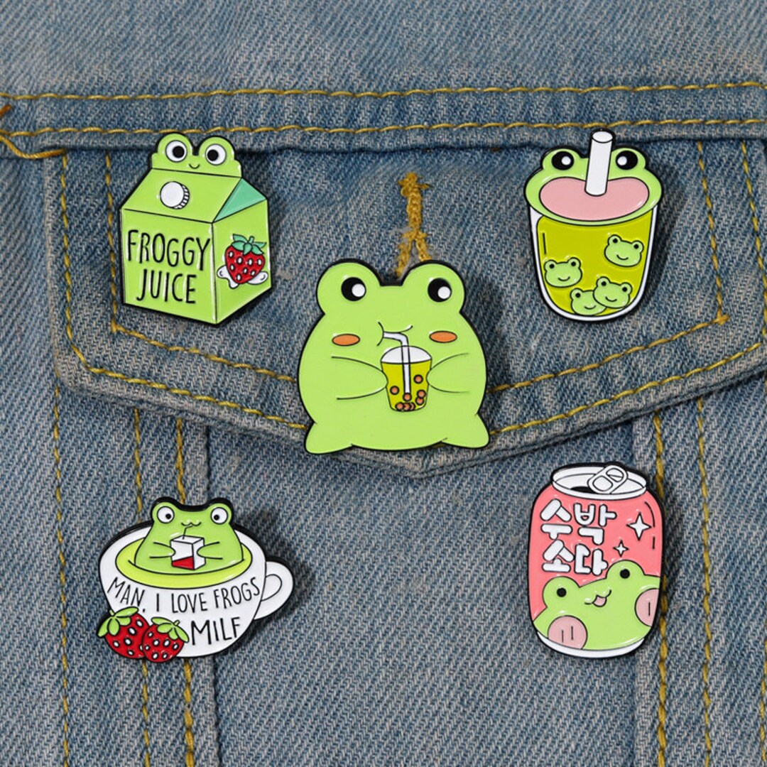 Green Frog Funny Pins Watermelon Soda Enamel Pins Lapel Pin - Etsy