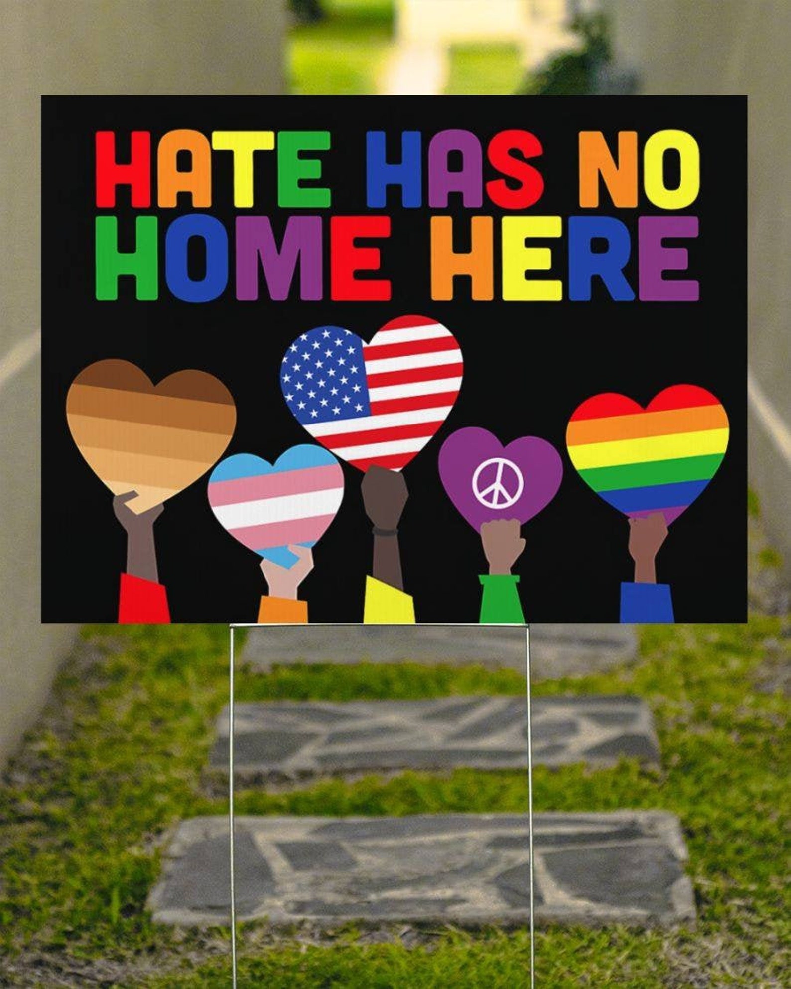 Hate Has No Home Here Metal Signs Art LGBTQ Flag Metal Sign | Etsy