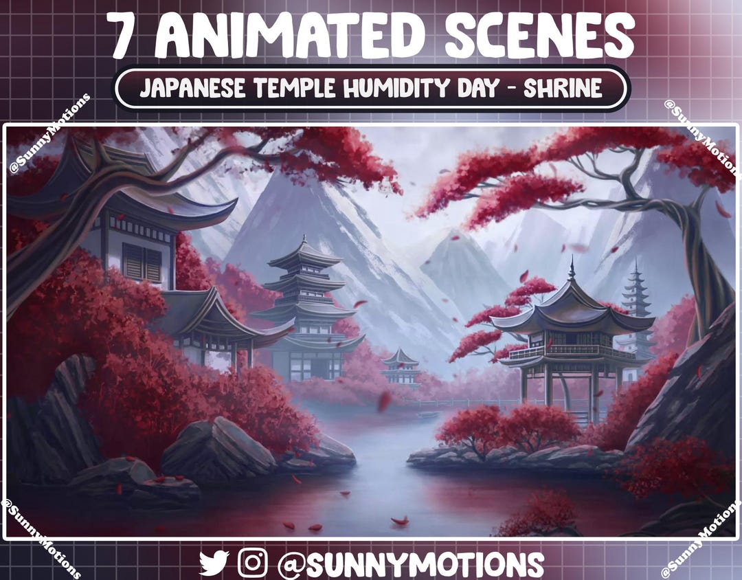 Animated Aesthetic Red Gray Japanese Temple Humidity Day Twitch Screen ...
