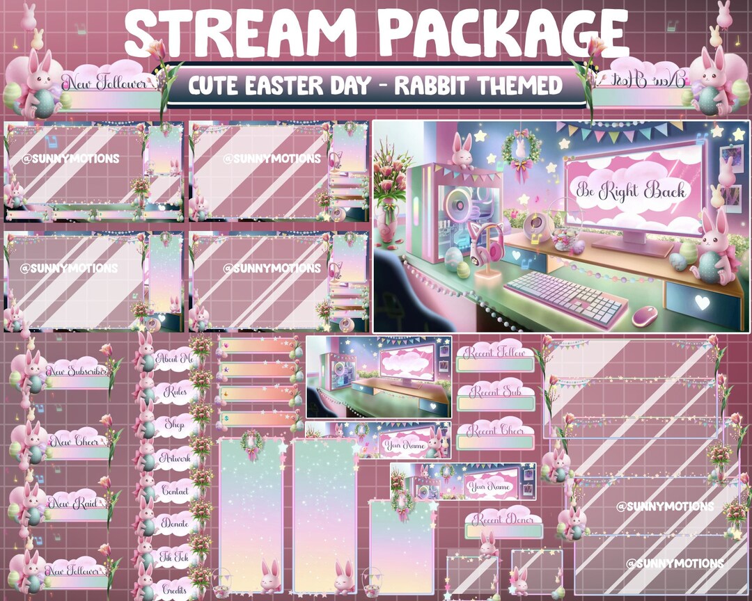 ANIMATED Twitch Overlay Stream Package: Royal Blue Pink Lo-fi Aesthetic ...