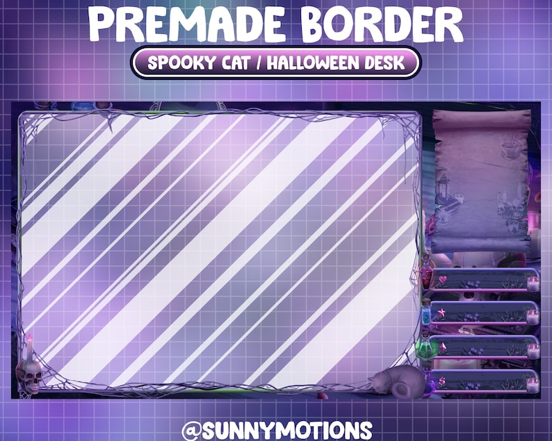 Animated Twitch Stream Package Overlay / Halloween Spooky Eyes Tea, Pink Gothic White Cat ...