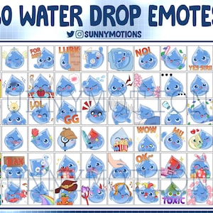 Cute Blue Water Droplet Twitch Emotes, Discord Streamer, Kawai Hydrate ...