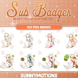8 Koi Fish Twitch Sub Badges / Kawaii Cute Glossy Koi Fish Badges ...