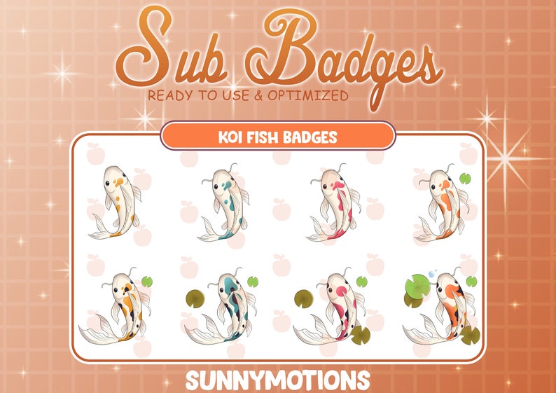 8 Koi Fish Twitch Sub Badges / Kawaii Cute Glossy Koi Fish - Etsy