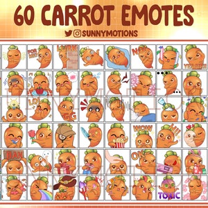 60 Cute Carrot Twitch Emotes, Discord Streamer, Kawai Yummy Root ...
