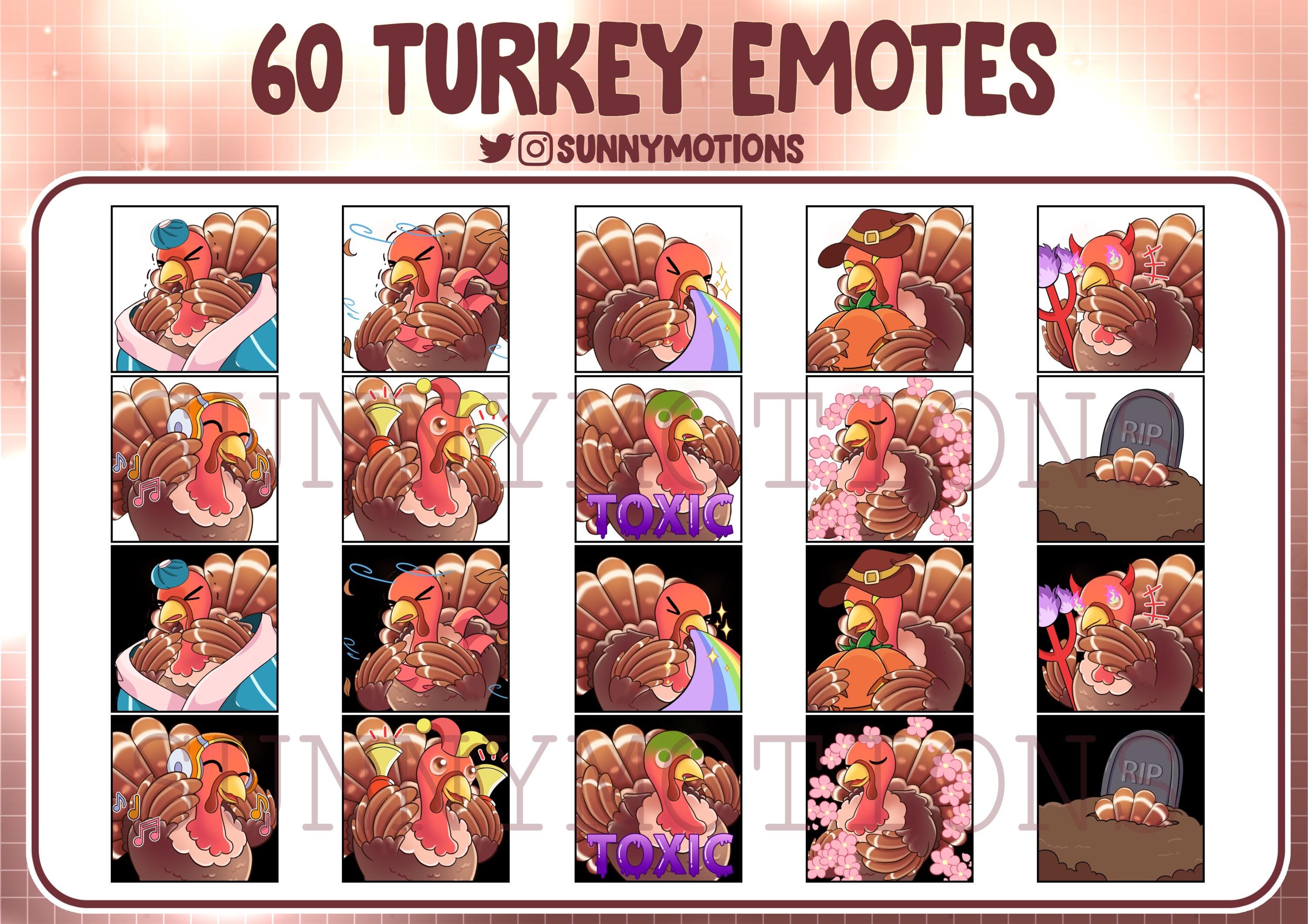 60 Cute Turkey Twitch Emotes, Discord Streamer, Wild Large Bird Emoji ...