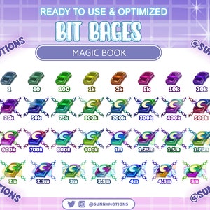 31 Colorful Neon Magical Shackles Book Number Twitch Bit Badges ...