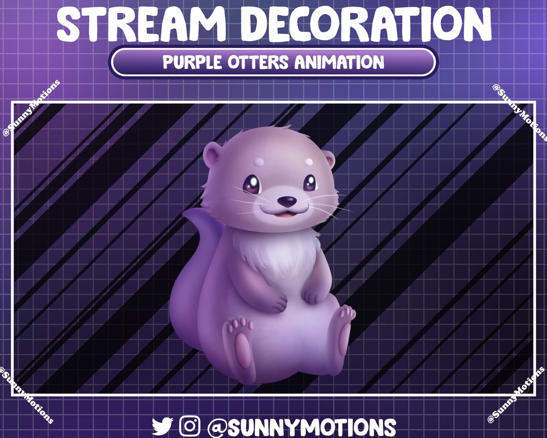 2 Animated Stream Decoration Soft Plushy Toy: Purple Otters Twitch ...