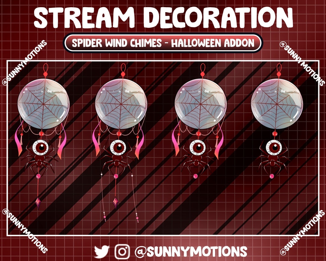 4 Animated Twitch Stream Decoration Animal: Spooky Spider Wind Chime ...