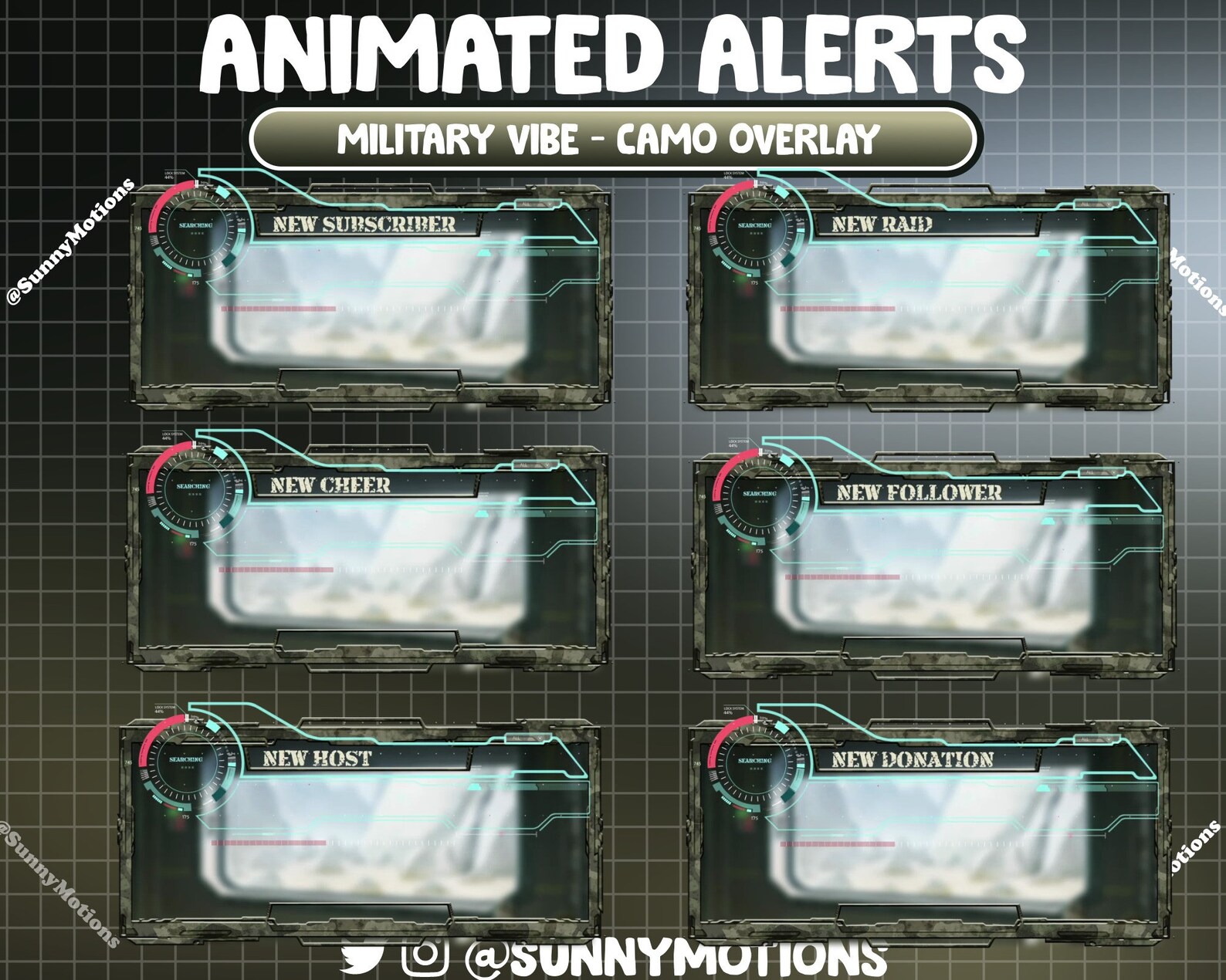 FULL ANIMATED Stream Package: Military Room Vibe, Green Camo Twitch ...