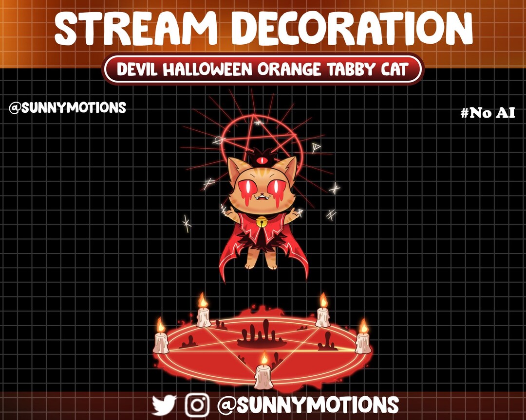 Animated Stream Decoration Aesthetic Devil Orange Tabby Cat / Spooky ...