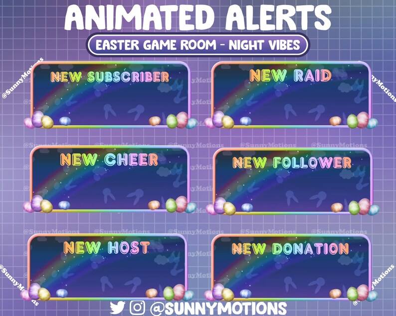 ANIMATED Twitch Overlay Stream Package: Pink Blue Easter's Day Game ...