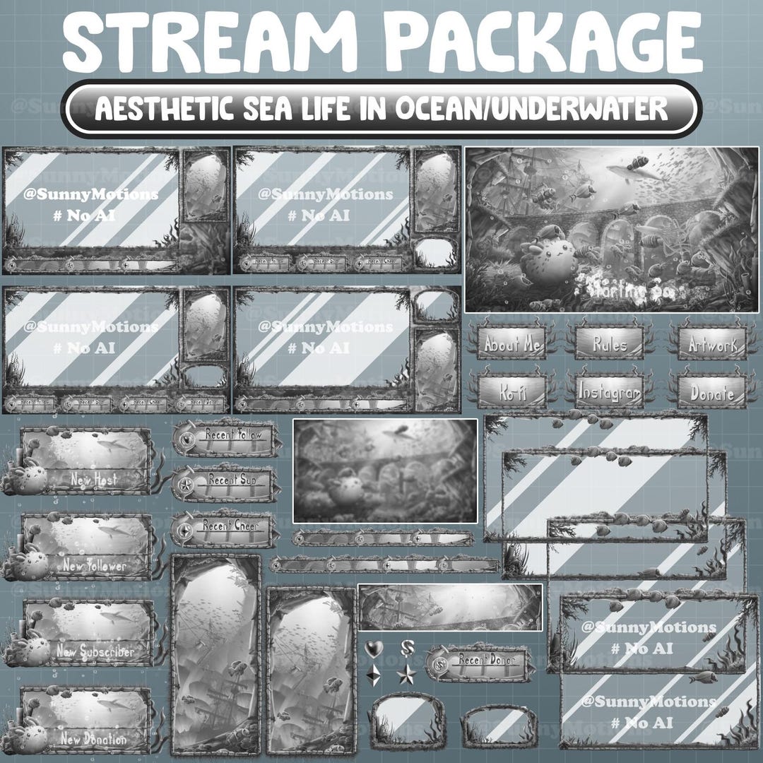 ANIMATED Stream Package: Lo-fi Aesthetic Sea Life Ocean, Underwater ...