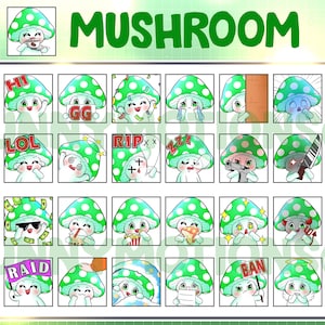 35 Cute Chibi Green Mushroom Twitch Discord Mixer Youtube Emotes ...