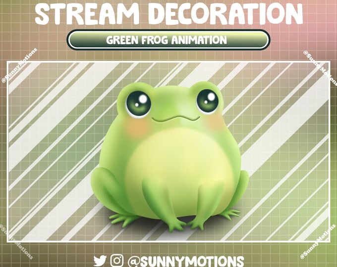 Cozy Animated Pixel Froggy Desk Stream Overlay Package | Cute Green ...