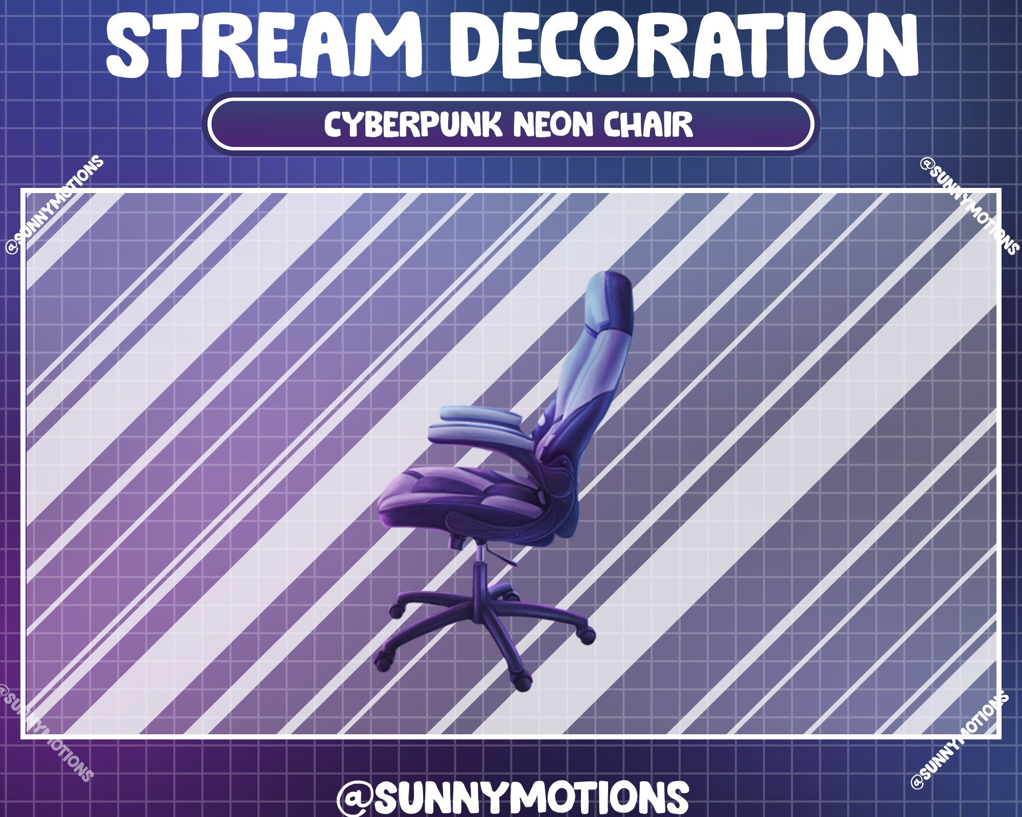 1 Animated Stream Decoration: Cyberpunk Blue Purple Neon Chair - Etsy