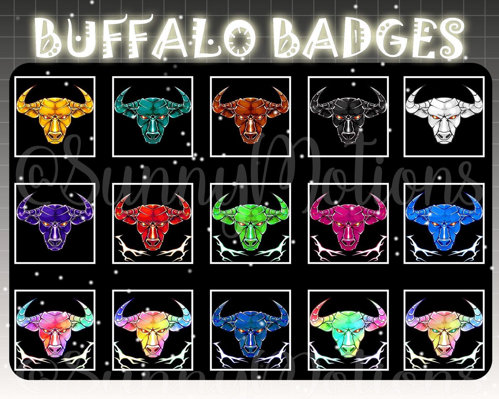 15 Buffalo Twitch Loyalty Sub Bit Badges / Kawai Animal Emoji | Etsy