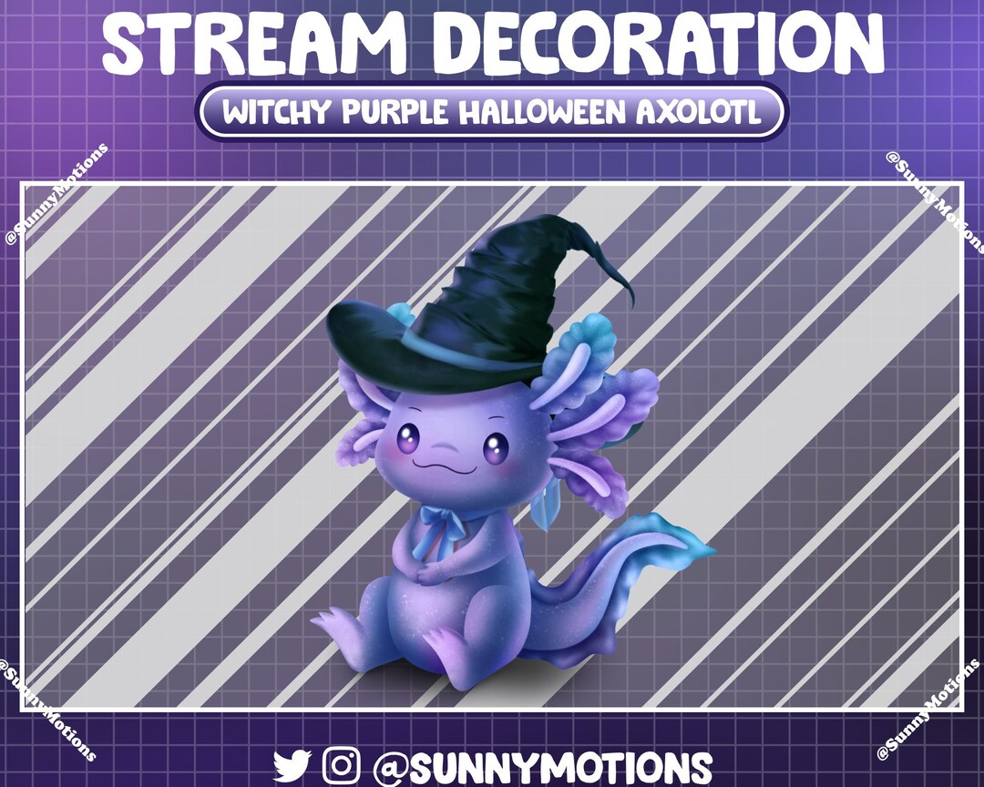 Animated Stream Decoration Galaxy Purple Blue Witchy Halloween Axolotl ...