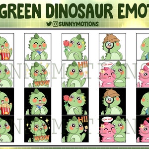 60x Cute Chibi Green Dinosaur Twitch Emotes, Discord, Streamer, Kawai ...