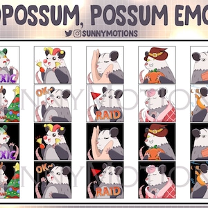 60x Cute Chibi Opossum Twitch Discord Mixer Youtube Emotes, Kawai ...