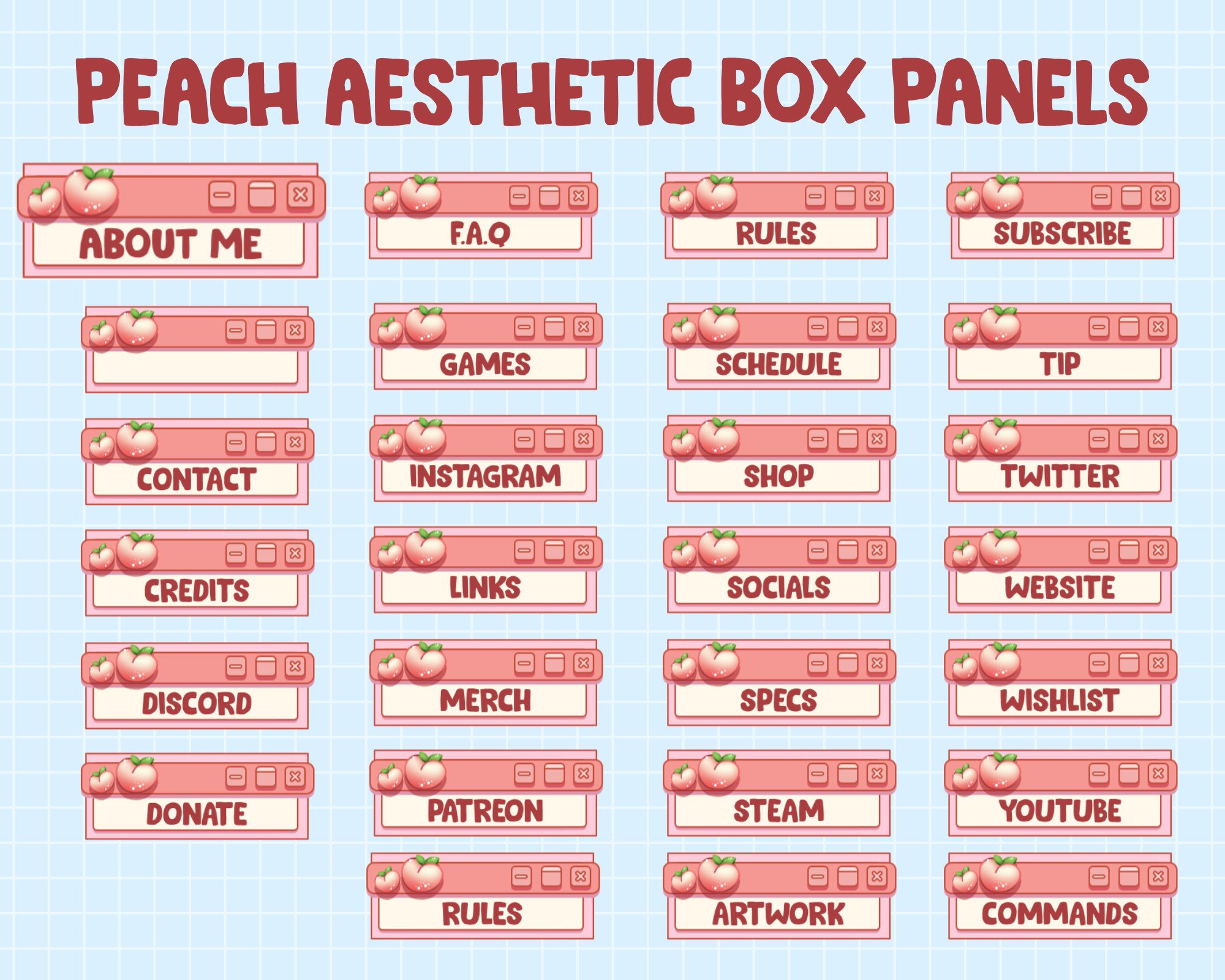 26x Twitch Pastel Peach Aesthetic Computer Pixel Pop up Box | Etsy