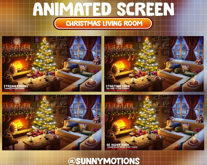 ANIMATED Twitch Stream Screen Overlay / Christmas Night at the Town ...