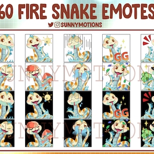 60x Cute Blue Fire Snake Twitch Emotes Bundle, Discord, OBS, Streamer ...
