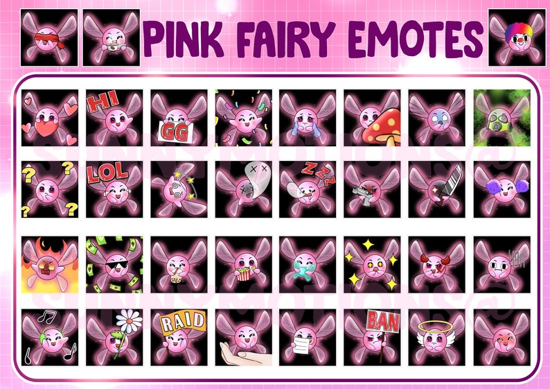 Cute Pink Fairies Twitch Discord Emotes / Kawai Legendary - Etsy