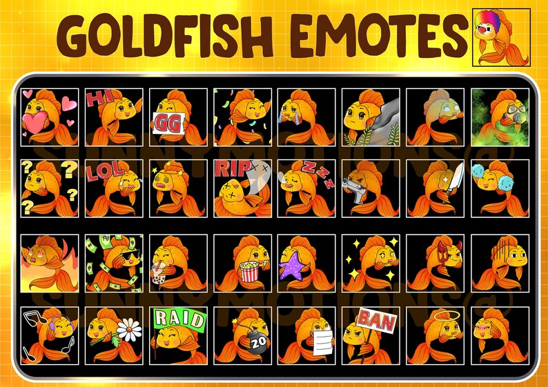 Twitch Discord Emotes Cute Gold Fish / Kawai Chibi Fish Emoji - Etsy Israel