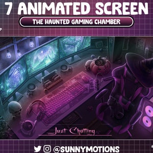 Animated Blue Purple Pink Haunted Gaming Room Console Set up Twitch ...
