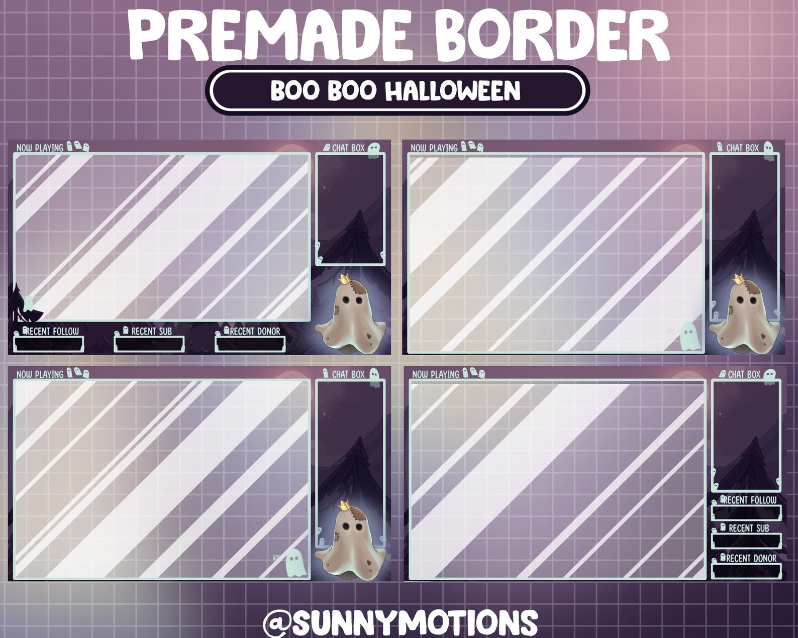 FULL ANIMATED Boo Boo Ghost in Night Forest Twitch Stream Package ...