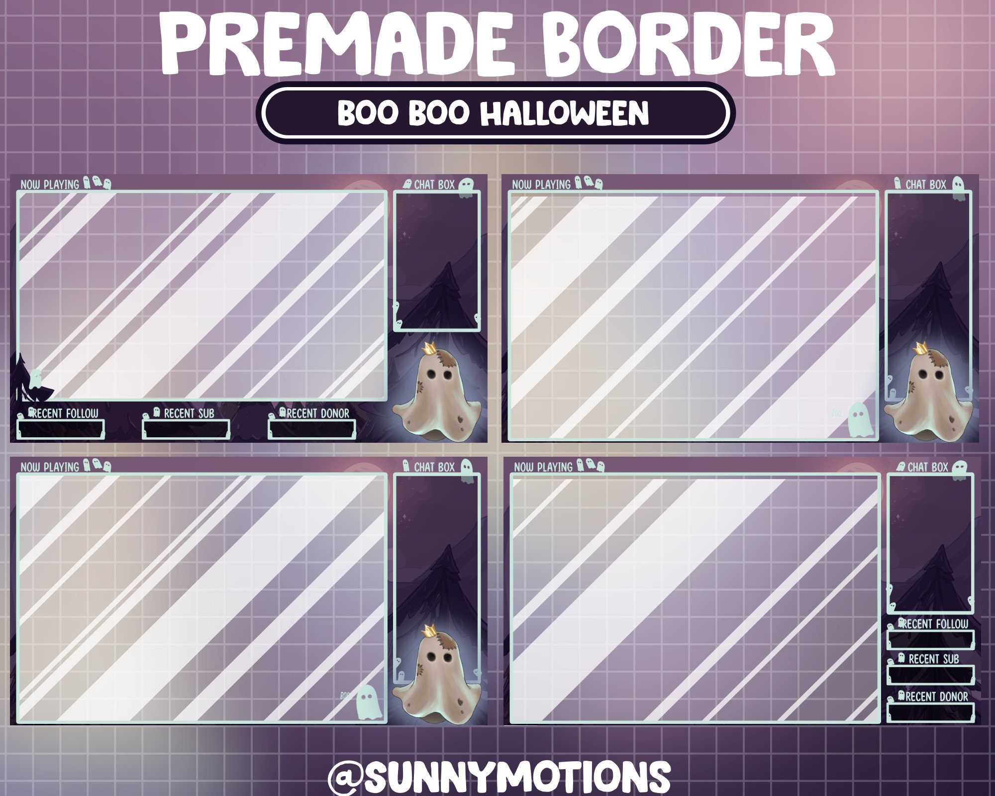 FULL ANIMATED Boo Boo Ghost in Night Forest Twitch Stream Package ...